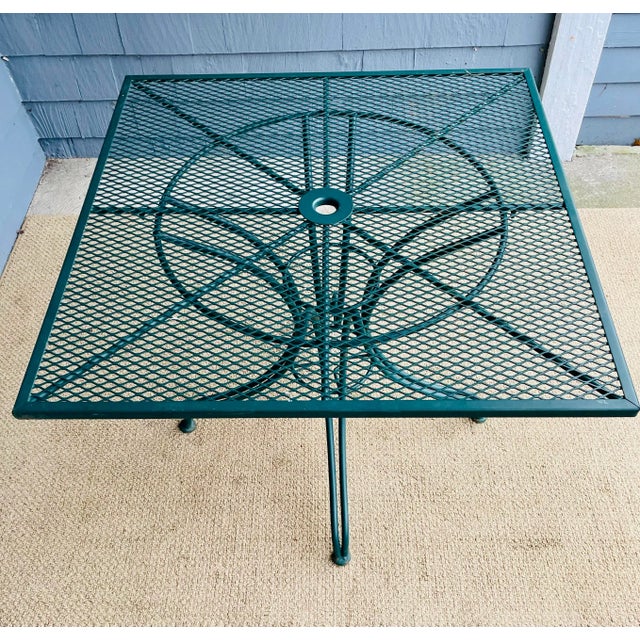 Late 20th Century Vintage Wrought Iron Square Outdoor Dining Table ...