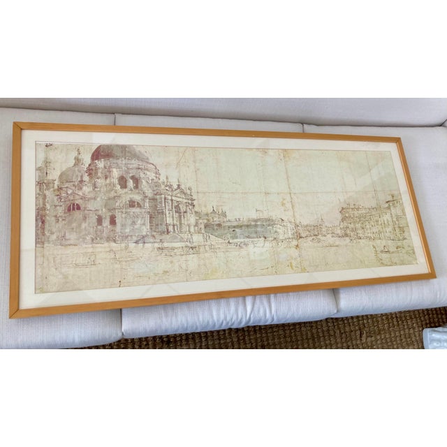 Venice Large Scale Etching in Sepia Tone | Chairish