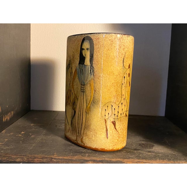 1950s Mid-Century Poila Pillin Vase Featuring Figural and Animal Motifs ...