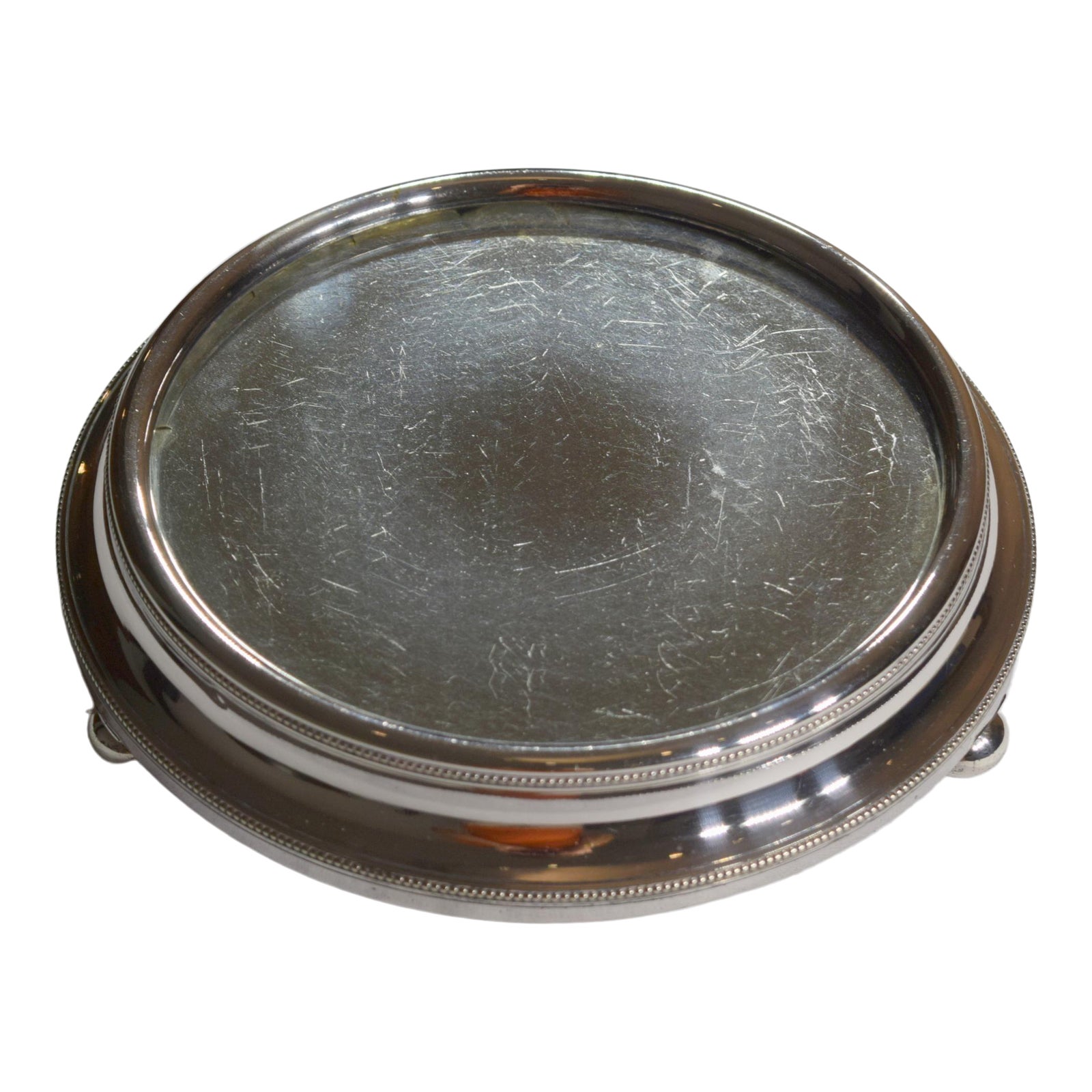 19th-Century English Silver Plate Plateau/Cake Stand With Mirror | Chairish