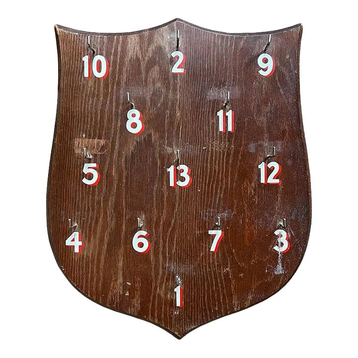 Vintage Wood Shield Key Ring or Ring Toss Game With Hooks After ...