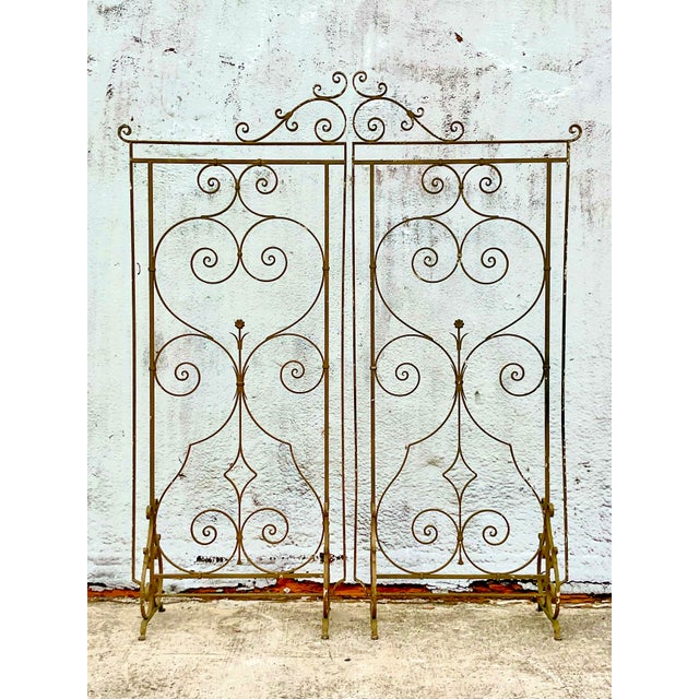 Vintage Regency Wrought Iron Gate Screen | Chairish