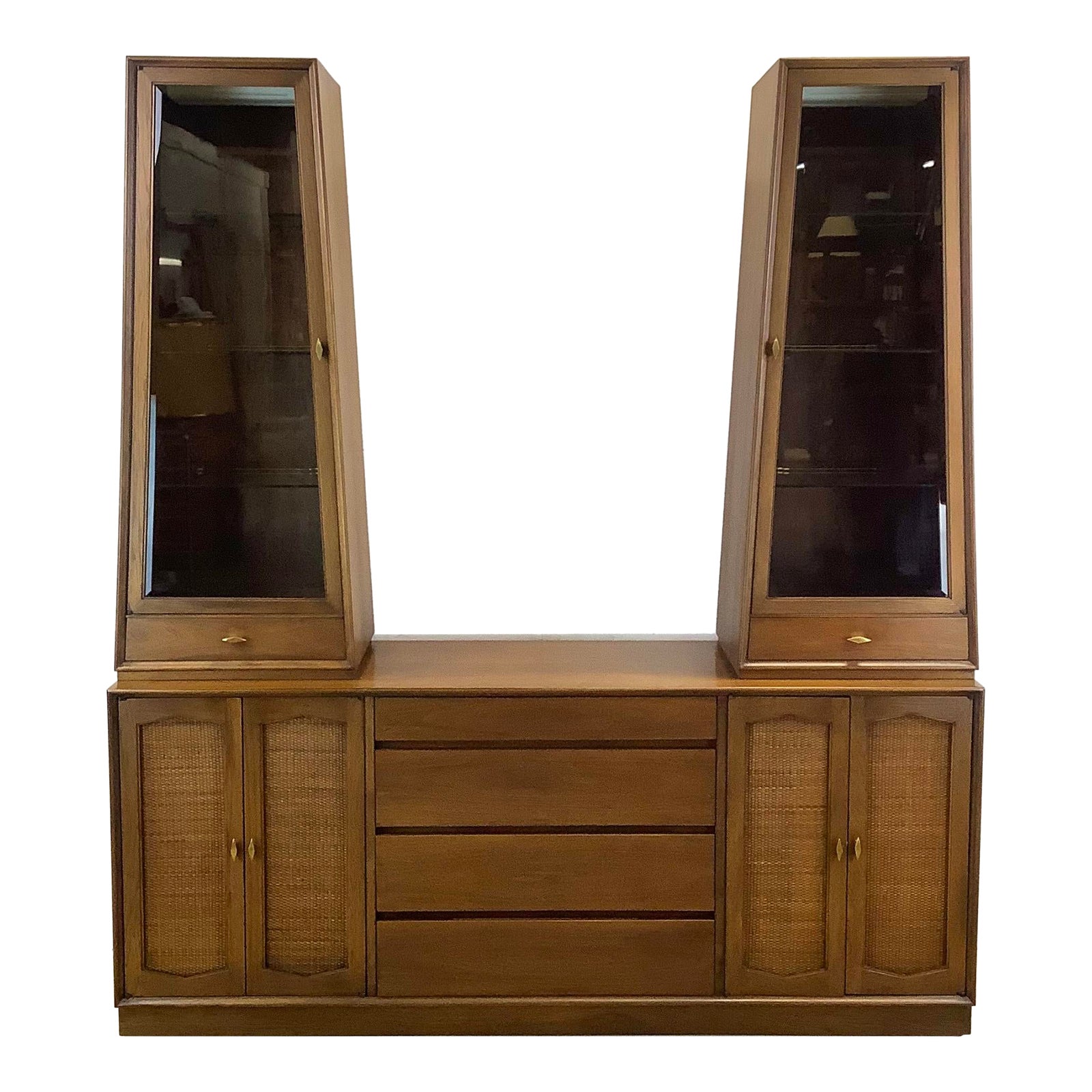 Mid-Century Sideboard With China Cabinet Toppers by R-Way | Chairish