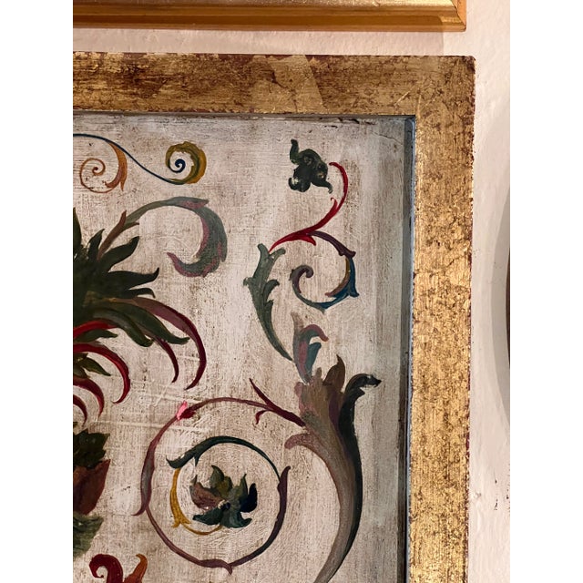 Italian Grotesque Style Oil on Wood Wall Hanging Panel Painting With ...