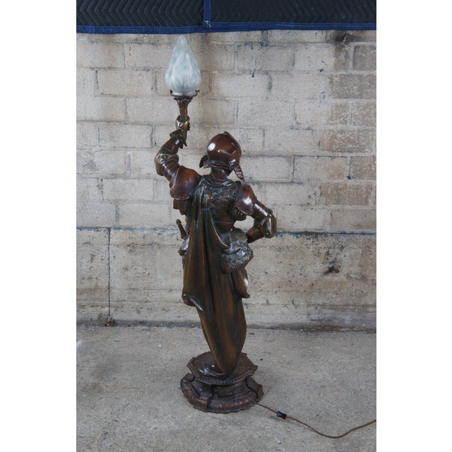 Antique Late 19th Century French Spelter Bronze Medieval Warrior Newel ...