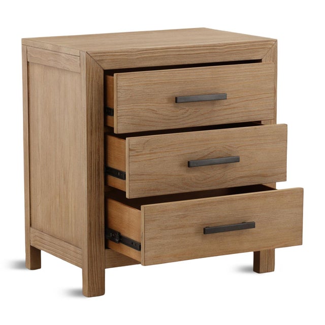 Andrea Three-Drawer Contemporary Pine Nightstand | Chairish