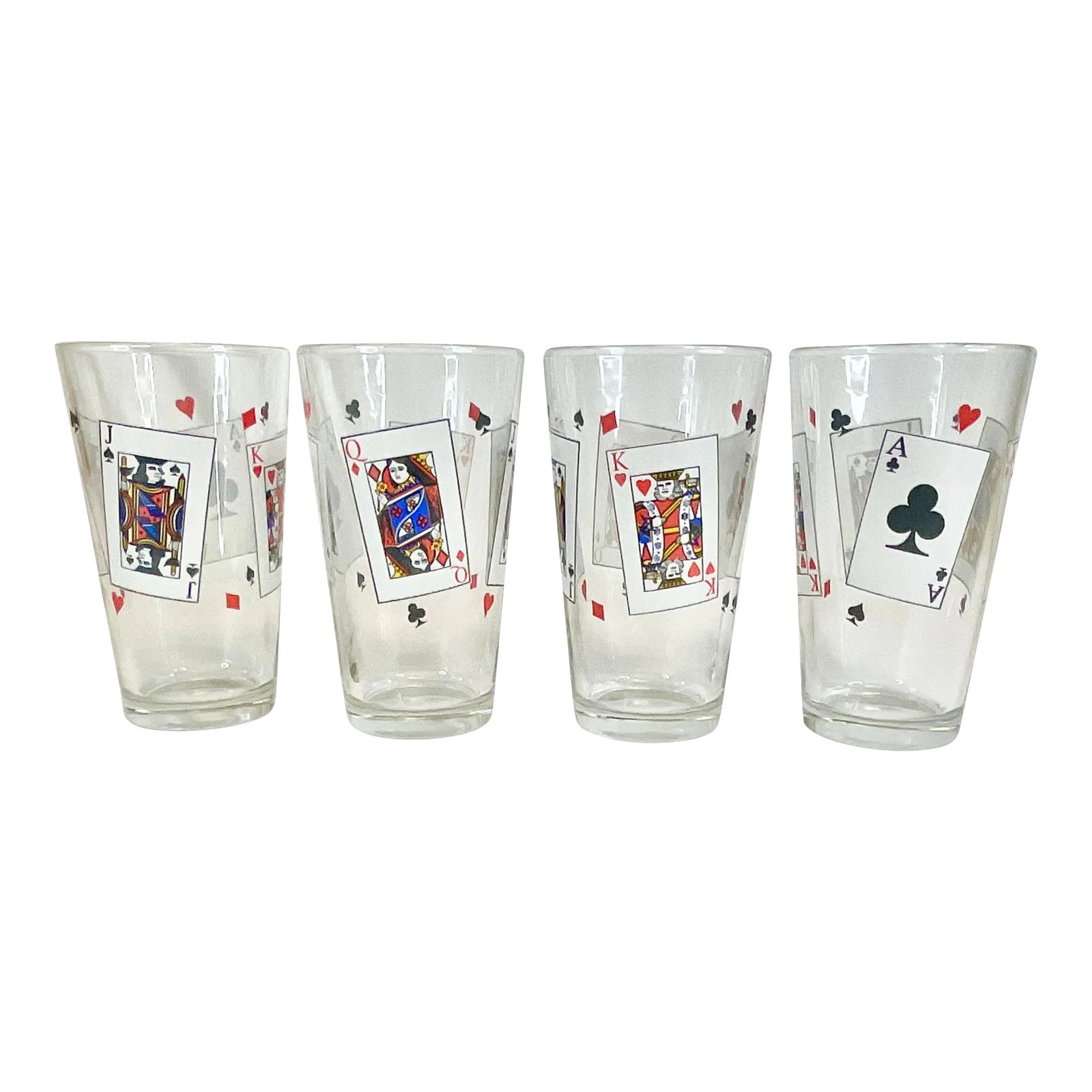 1980s Vintage Boho Chic Highball Deck of Cards Motif Tumblers - Set of ...