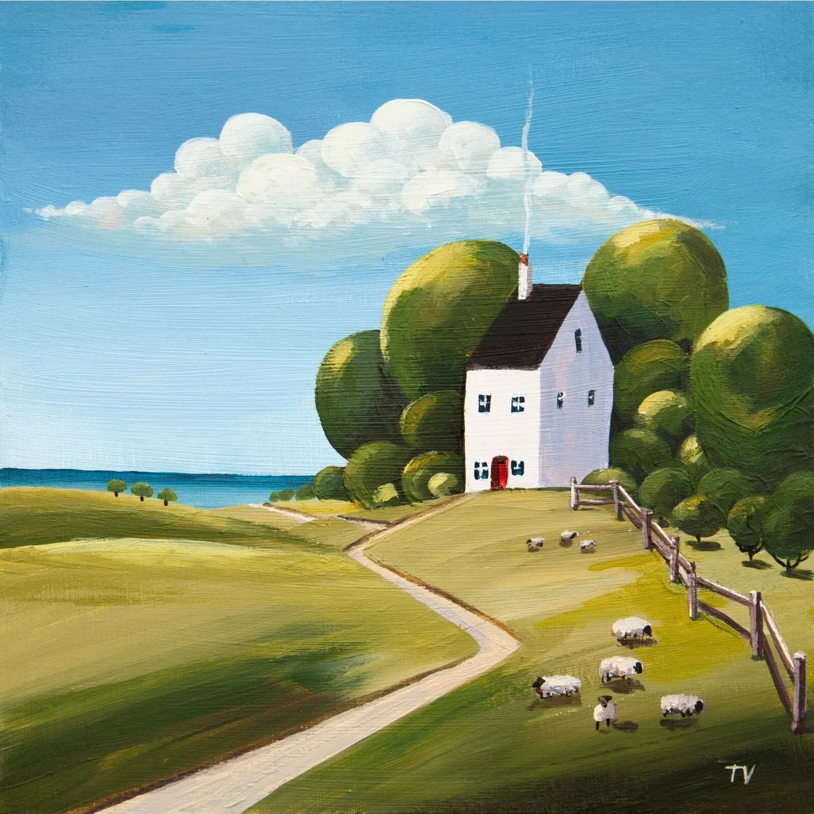 Summer Rural Landscape Surrealism Painting | Chairish