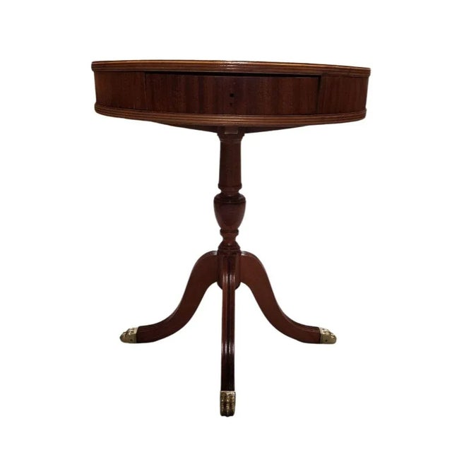 1950s High Style Chippendale Round Side Table W/ Drawer | Chairish