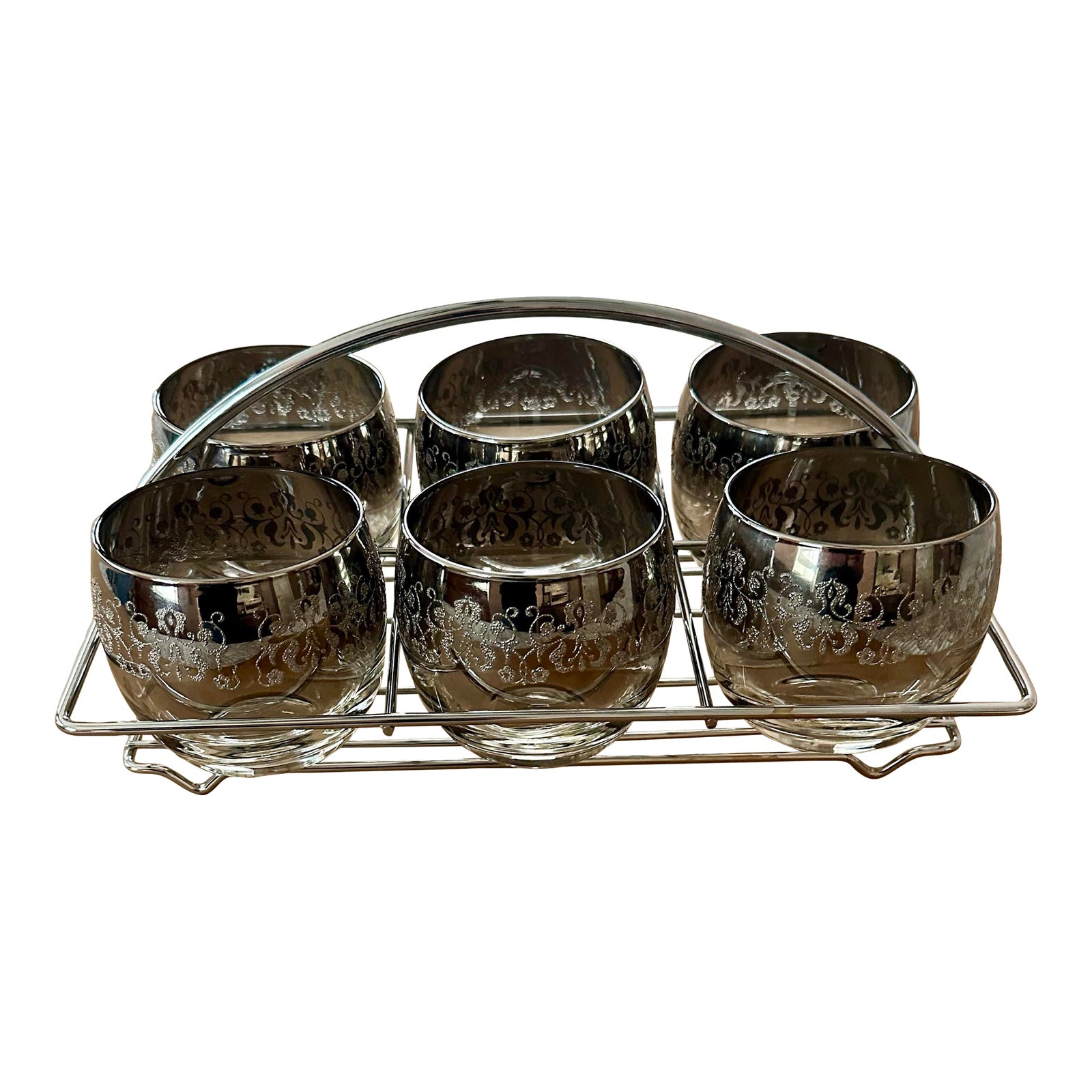 Mid Century Modern Dorothy Thorpe Silver Fade Embossed Roly Poly ...