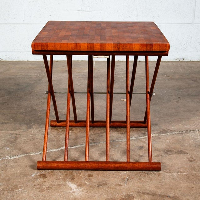1960s Mid Century Danish Modern Solid Teak Butcher Block Folding Tray ...