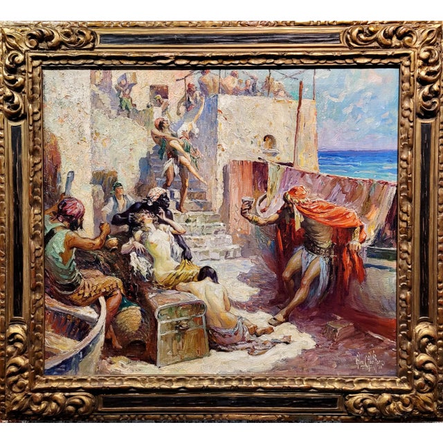 Glenn Crawford Sheffer-Barbarossa Pirates Looting a Village-1920s Oil ...