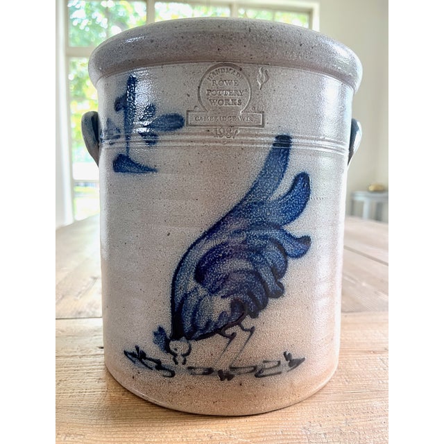 Vintage Rooster Rowe Pottery Works Crock - One Gallon | Chairish