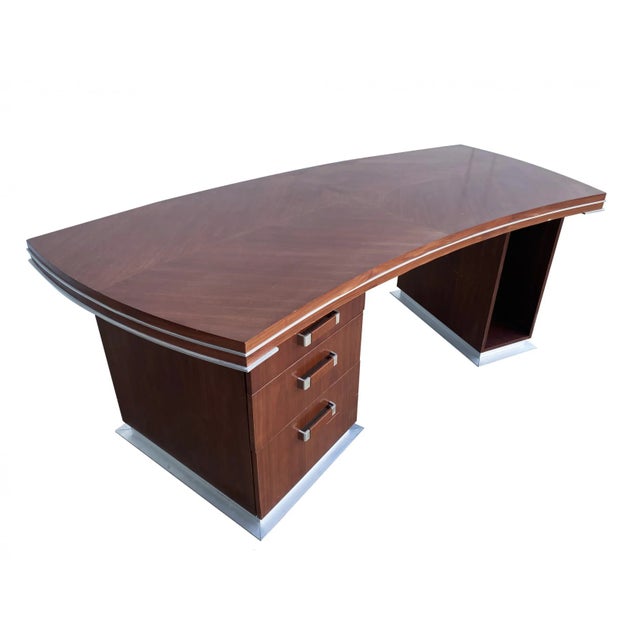 1990s Modern Partner Desk with Aluminum Trim | Chairish