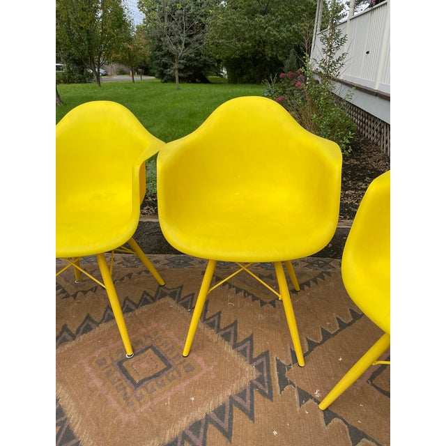 Set of 4 Molded Plastic Yellow Chairs 1950s | Chairish