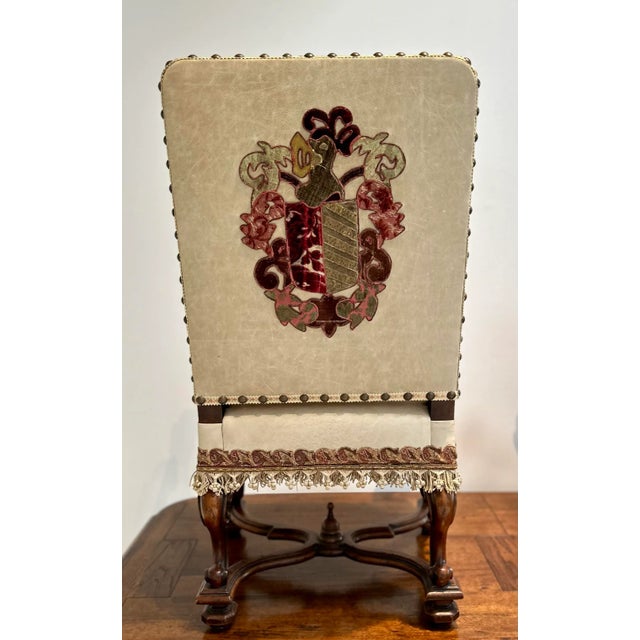 18th C Style Ebanista Spanish Colonial Dining Chair W Leather Armorial ...