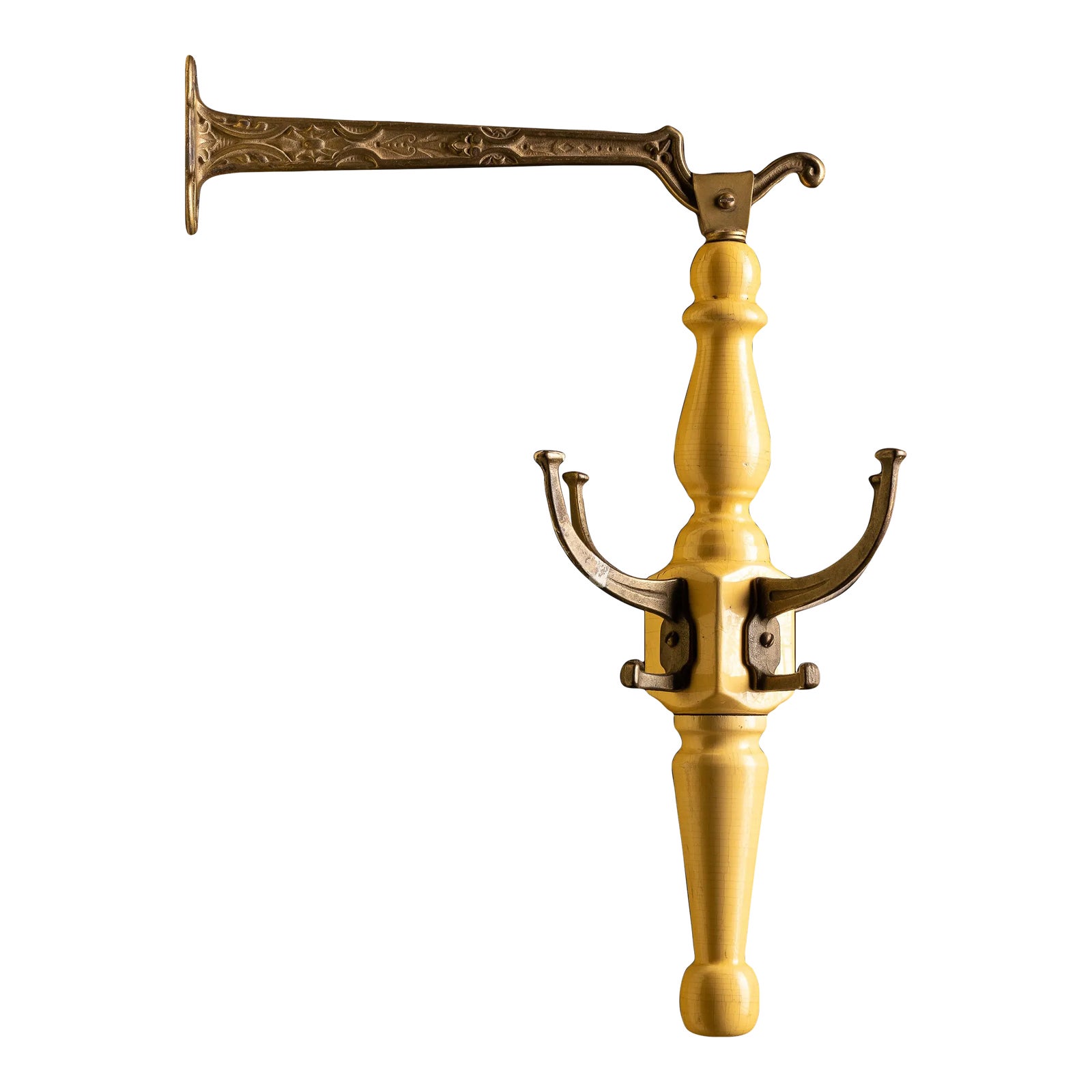 Early 20th Century Wooden and Cast Brass Spinning Coat Rack | Chairish