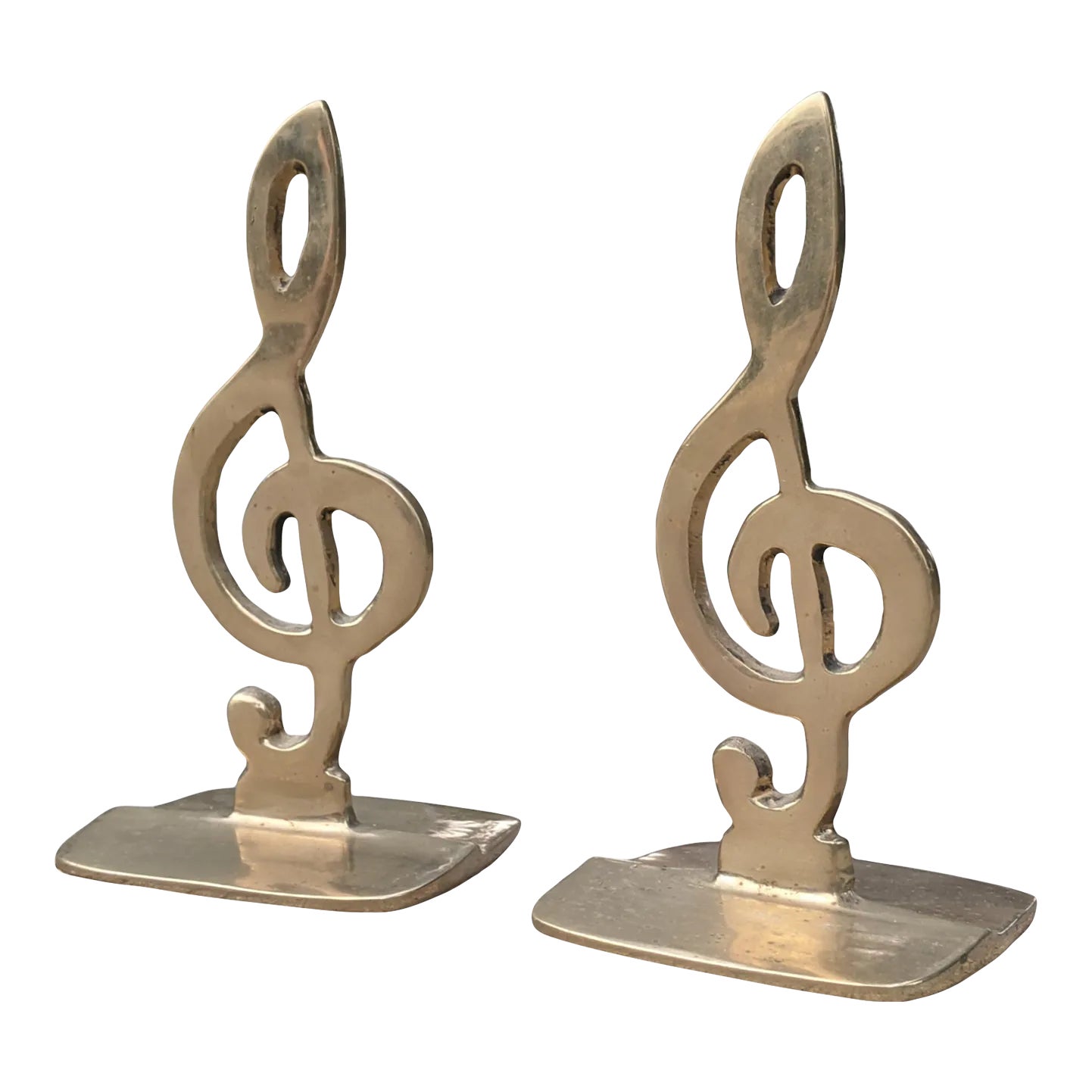 Vintage Treble Clef Music Note Brass Bookends- a Pair | Chairish