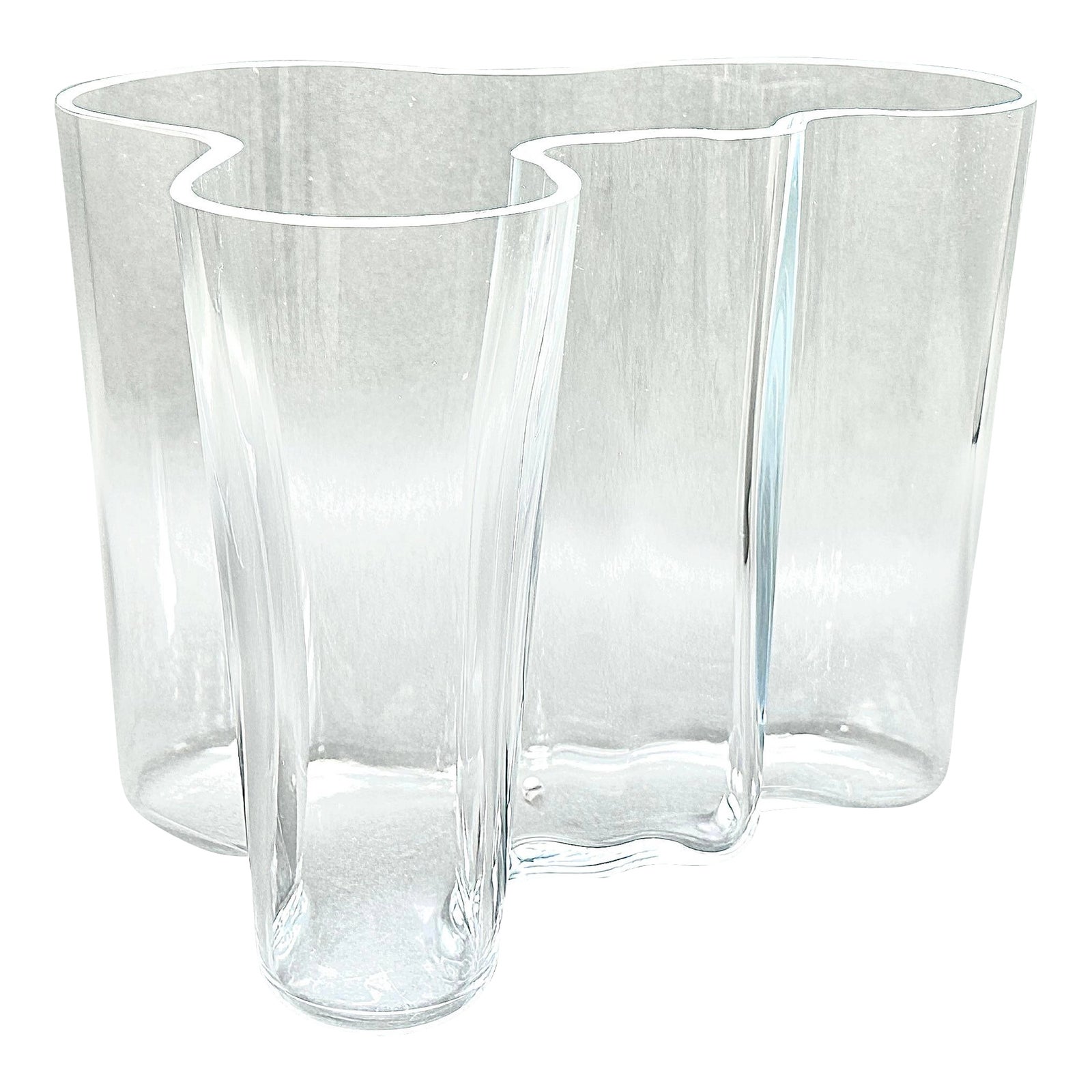 Vintage Iittala “Savoy” Mouth Blown Clear Glass Vase Designed by Alvar ...