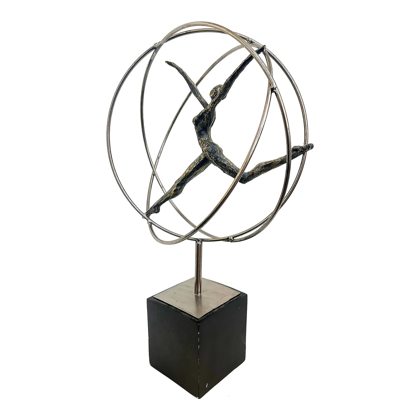 Late 20th Century Modern Acrobat on Rings Figurative Metal Sculpture ...