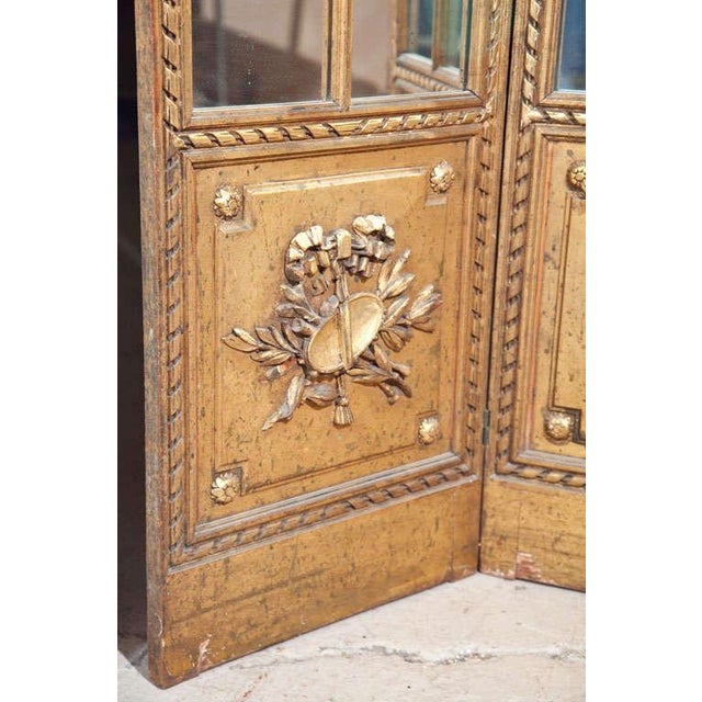 French Gilt & Mirrored Three Panel Divider | Chairish