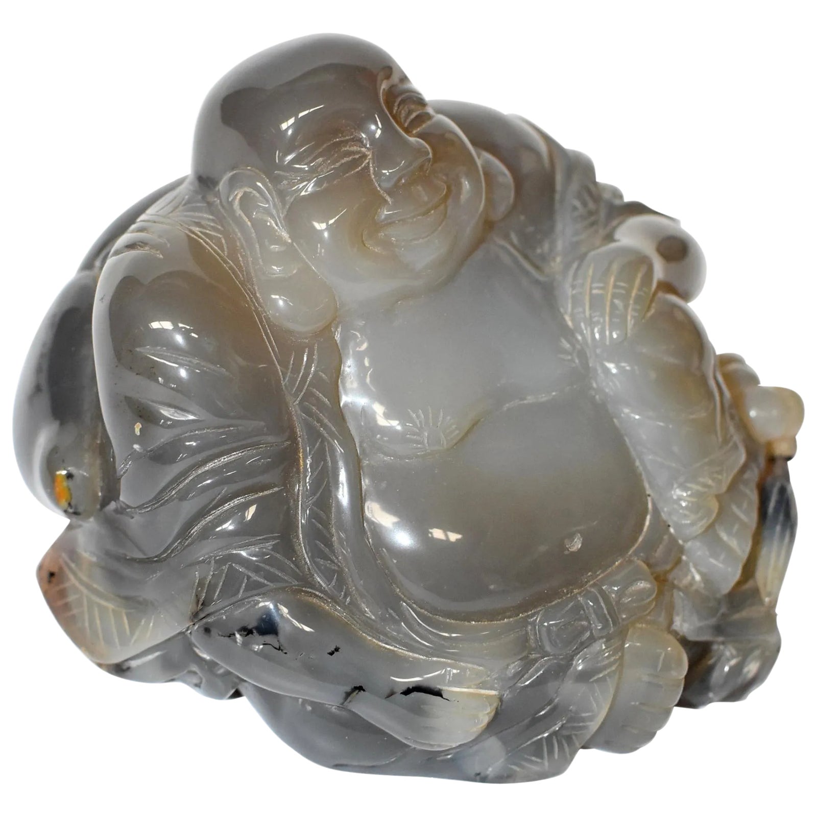 Agate Happy Buddha, 3.2 Lb Gemstone Buddha | Chairish