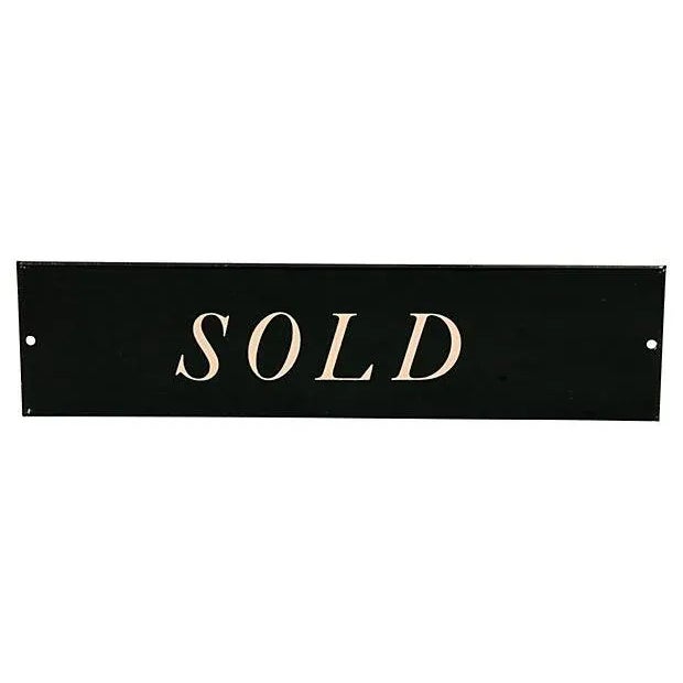 Old Store Stock Vintage Metal Sold Sign | Chairish