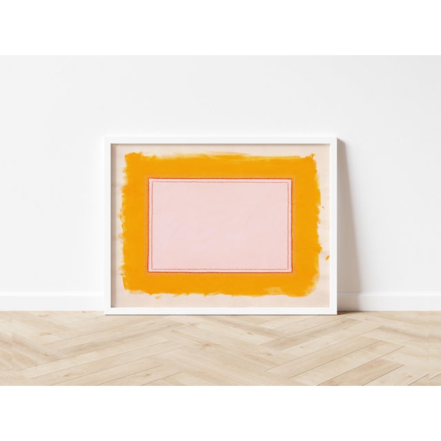 Abstract Marigold Yellow & Pink Color Field Art Print, 24 X 30, White ...