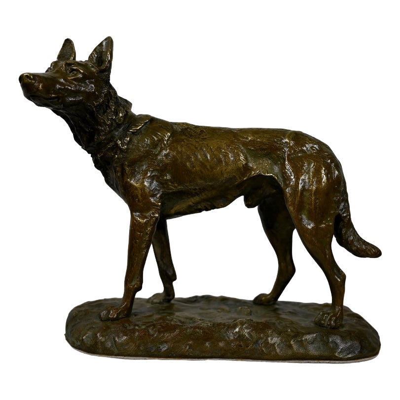 Bronze German Shepherd After P-A. Laplanche, Early 1900s | Chairish
