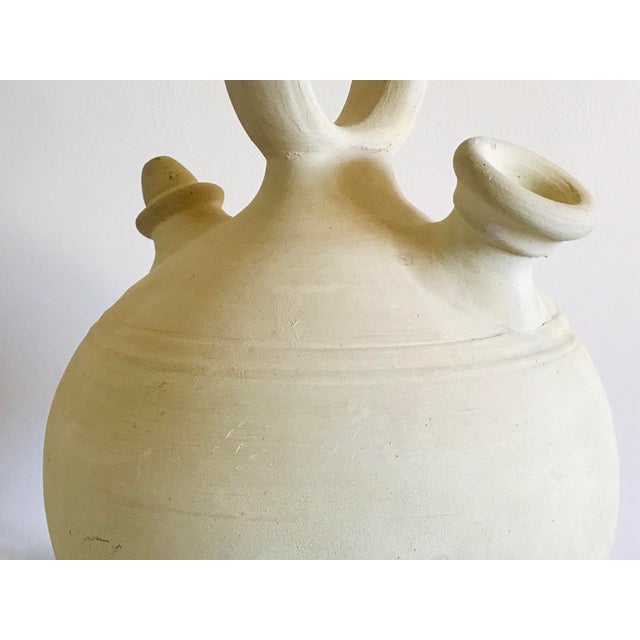 20th Century Spanish White Earthenware Botijo | Chairish