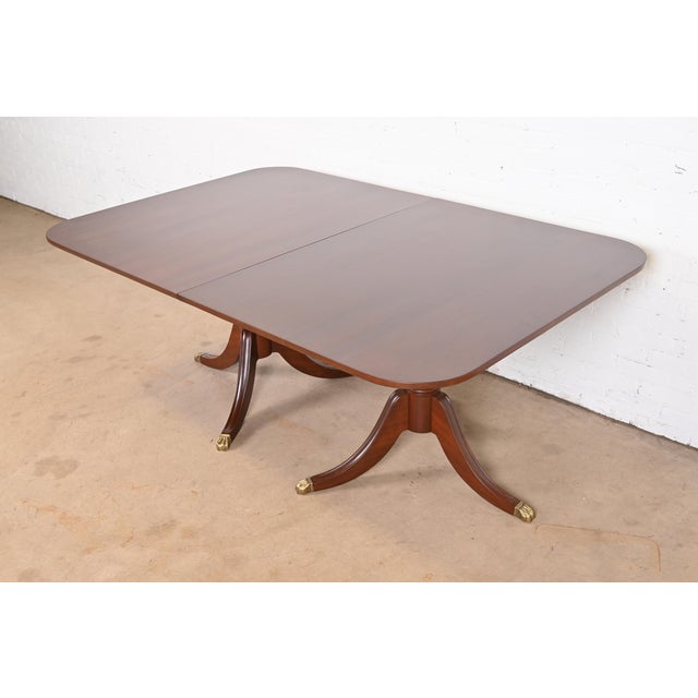 Baker Furniture Style Georgian Mahogany Double Pedestal Extension ...