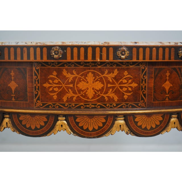 Antique Russian Empire Marble Top Inlaid Console Table | Chairish