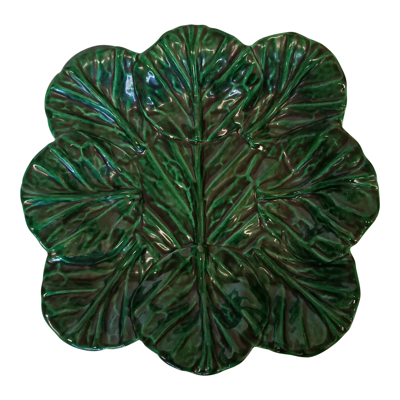 Jan Pugh Majolica Cabbage Serving Dish | Chairish