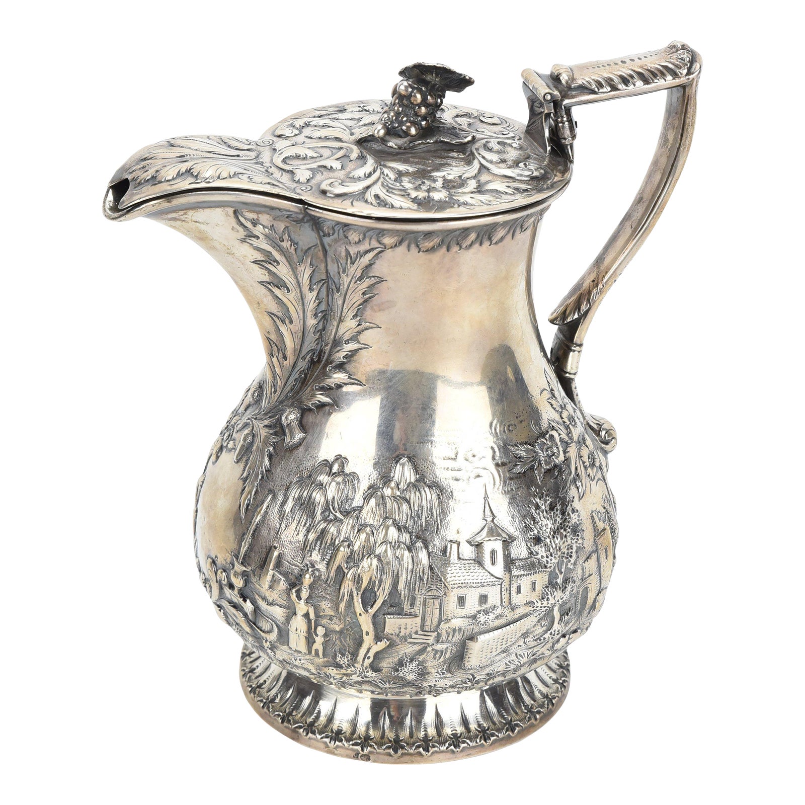 Circa 1835 American Coin Silver Repoussé Hooded Jug by Samuel Kirk ...