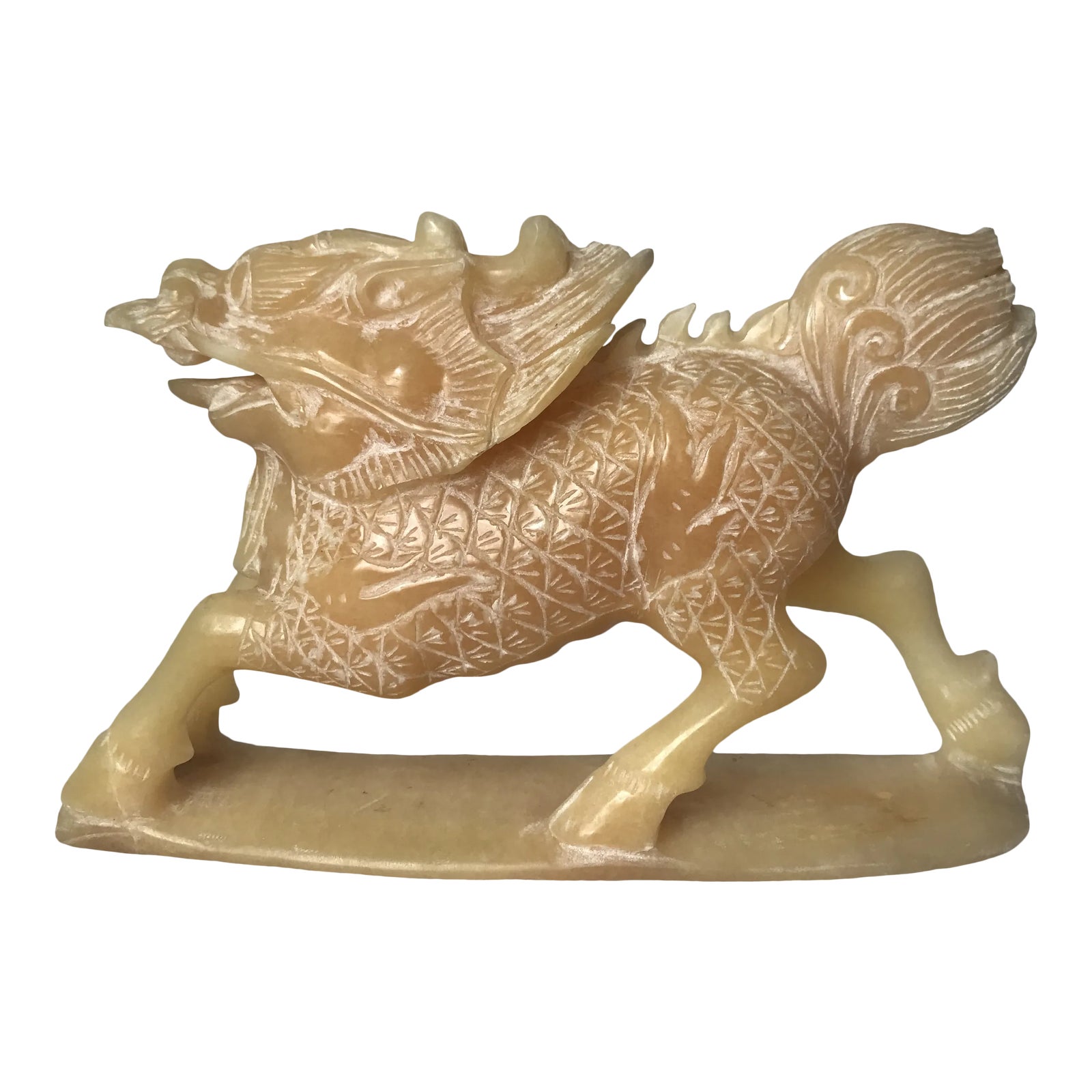 Vintage Late 20th Century Stone Foo Dog Statue/ Paperweight | Chairish