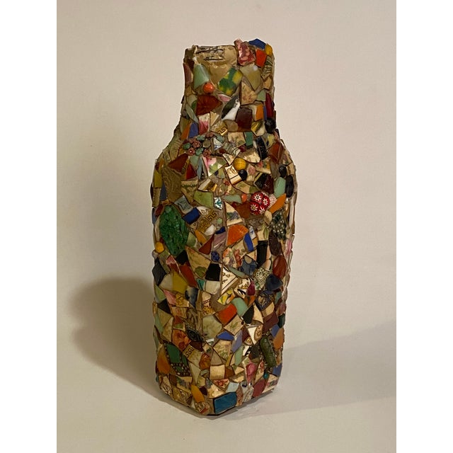1930s Folk Art Mosaic Milk Memory Bottle | Chairish