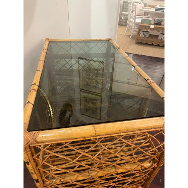 Mid Century Reed and Bamboo Desk | Chairish