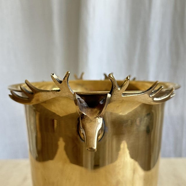 Mid-Century Brass Ice Buckets with Deer Sculpted Handles, 1960s | Chairish
