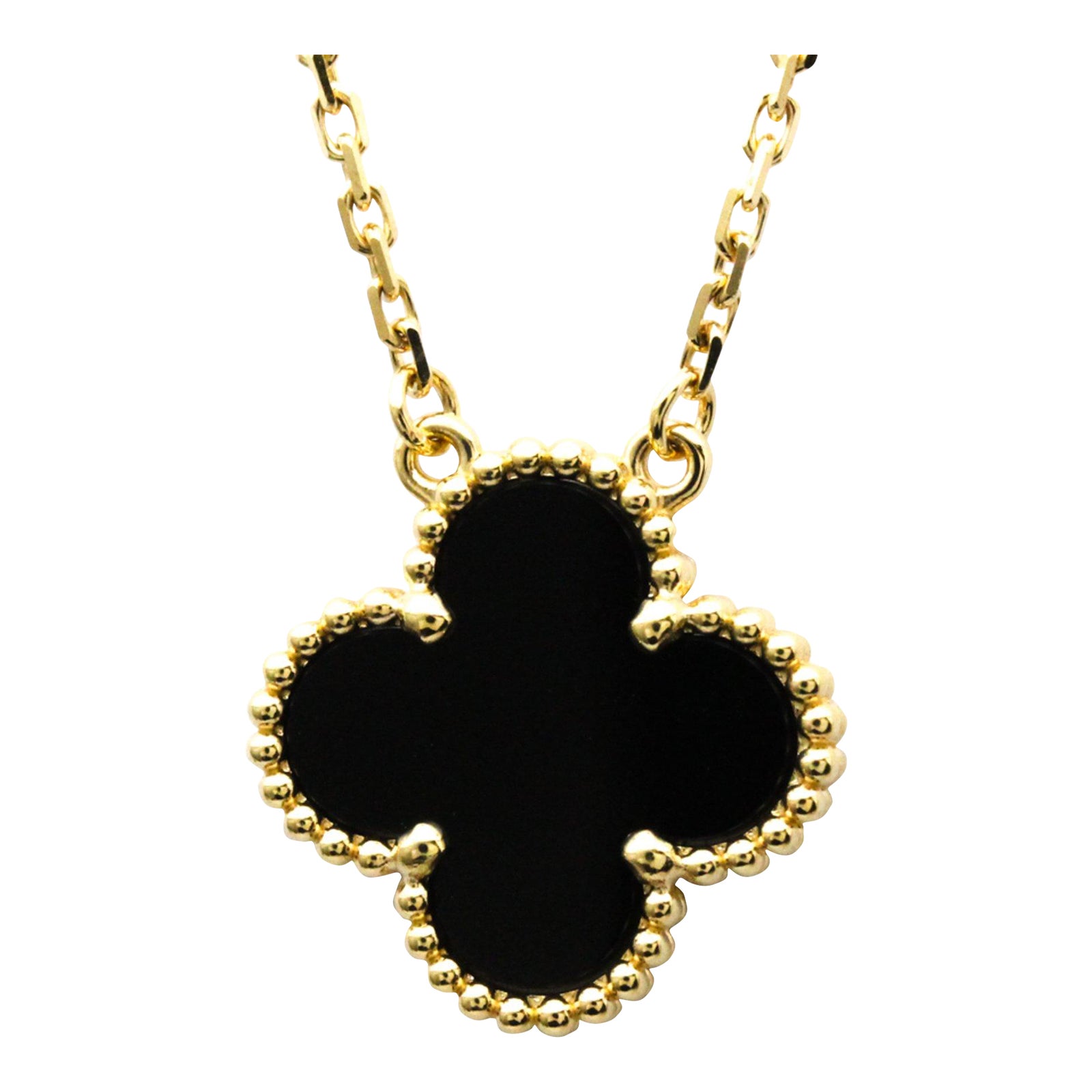 Van Cleef & Arpels Polished Vintage Alhambra Necklace Onyx Vcara45800 ...