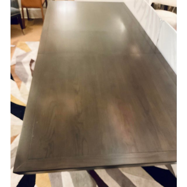 Hickory White Modern Wood and Brass Cole Dining Table | Chairish