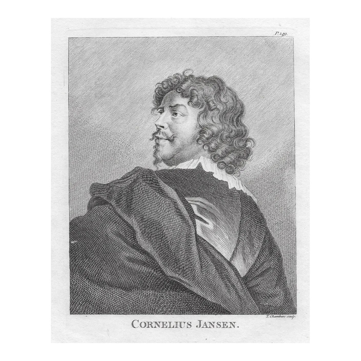 1798 Portrait Engraving of Dutch Artist Cornelius Jansen | Chairish
