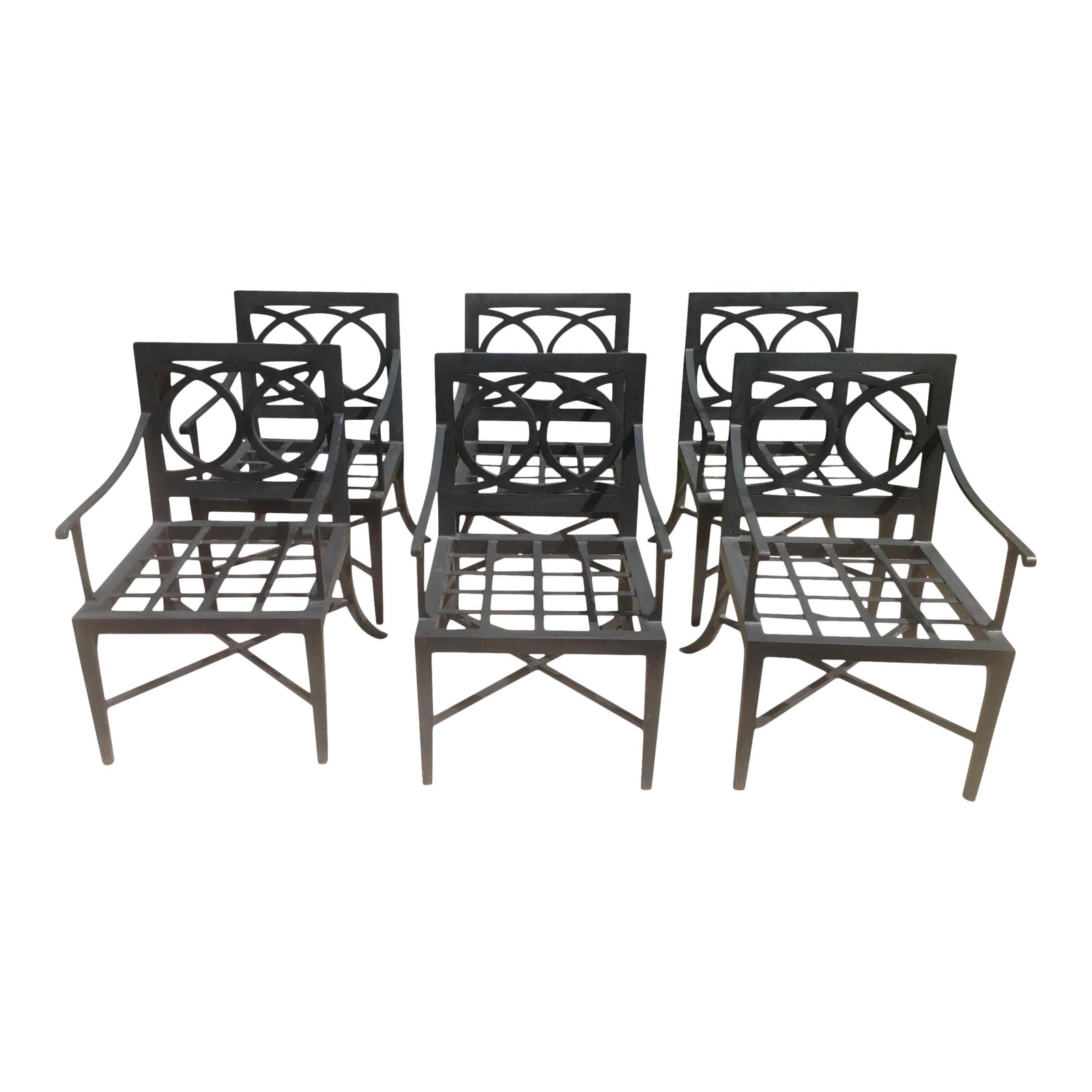 Modern Matte Black Patio Dining Chairs - Set of 6 | Chairish