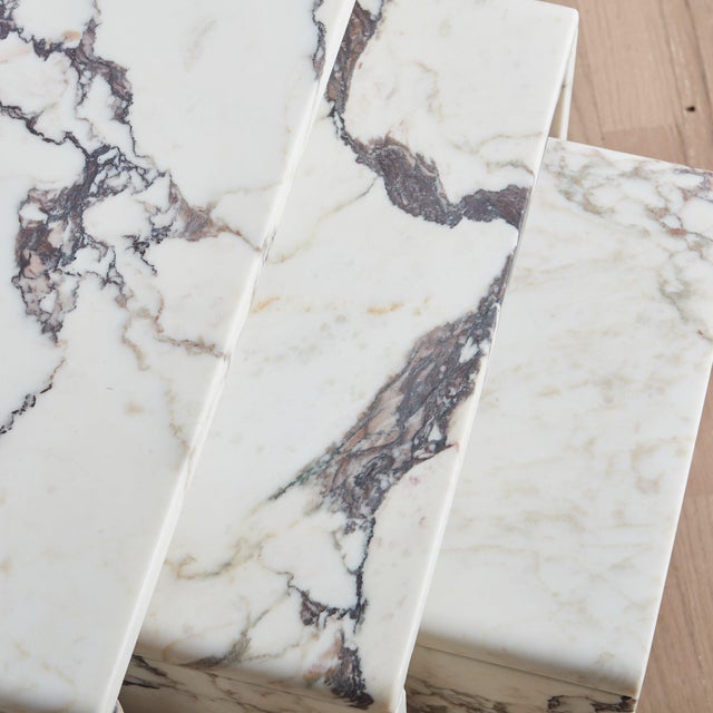 Trio of Calacatta Marble Nesting Tables, Italy 1970s - Set of 3 | Chairish