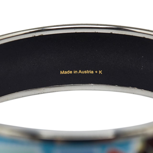 Hermes Postage Stamp Wide Enamel Bangle Costume Bracelet | Chairish