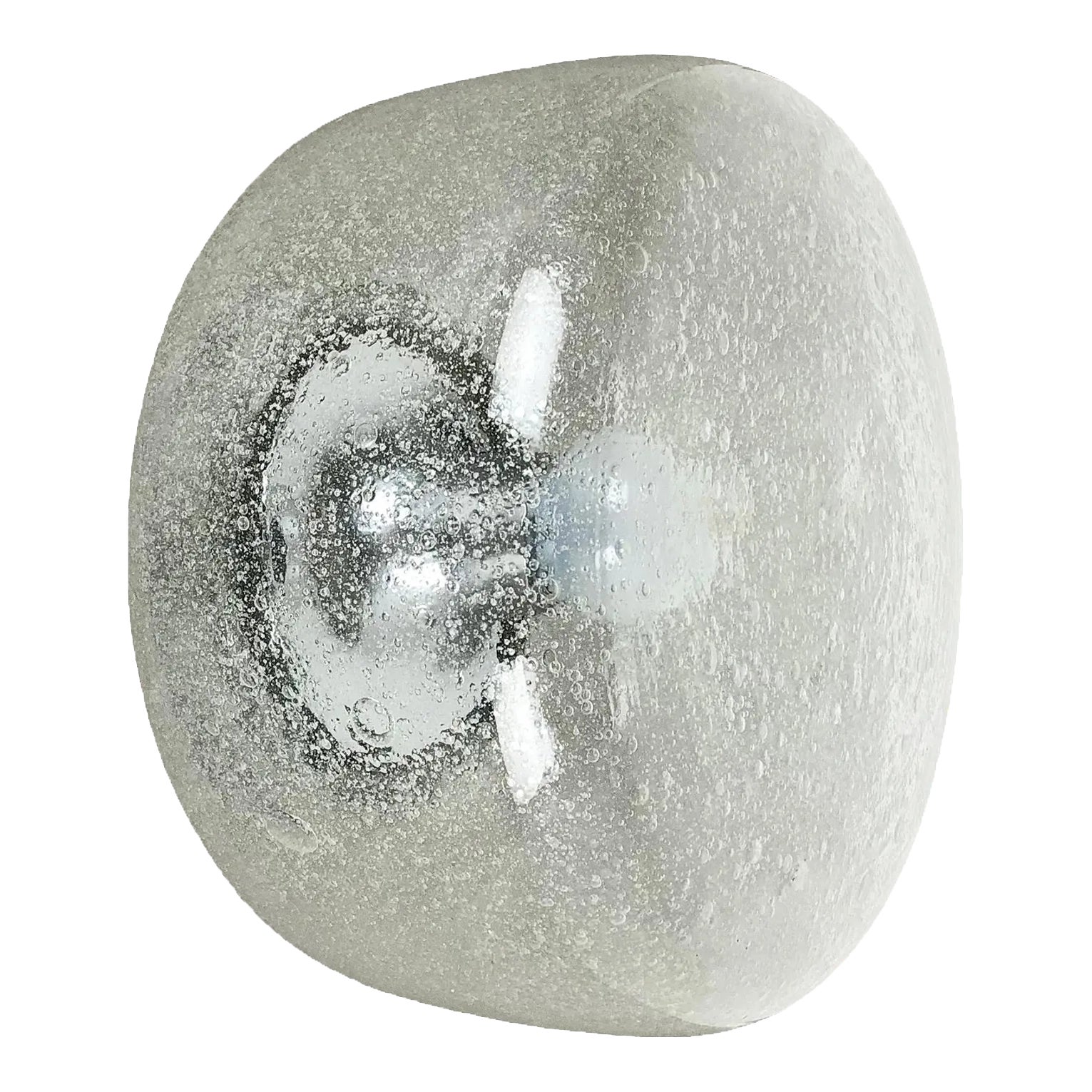 German Bubble Ice Glass Cone Wall Light from Hillebrand Leuchten | Chairish