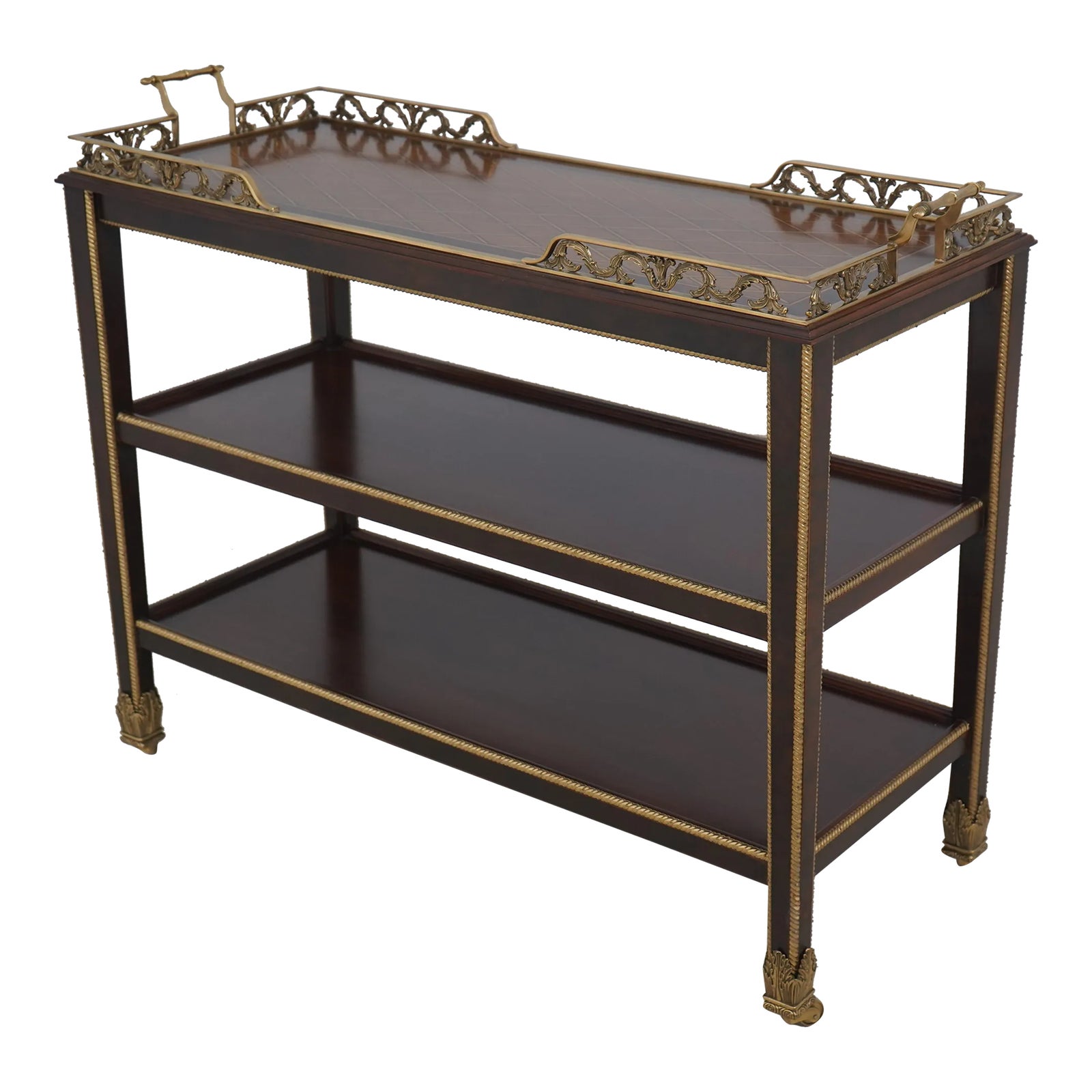 Henredon French Louis XVI Brass Trim Serving Cart | Chairish