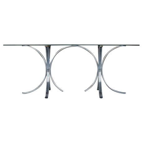 Vintage Tubular Chrome & Glass Dining Table | Chairish