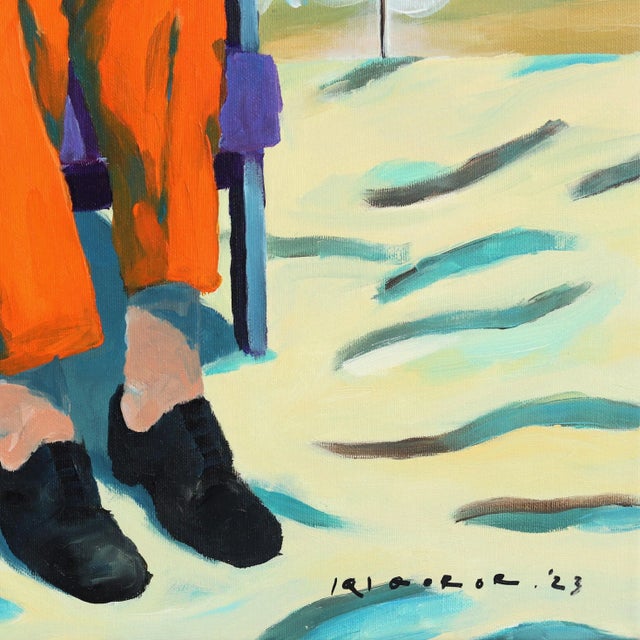 Reading Pose in Front of Three Panels - Figurative Abstract Painting ...