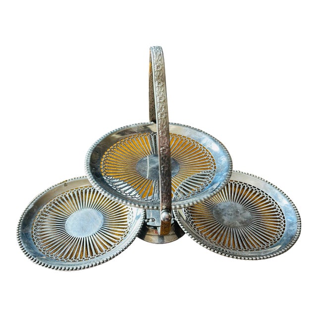 Early 20th Century Silver Plated England Foldable Petite Three-Trayed ...