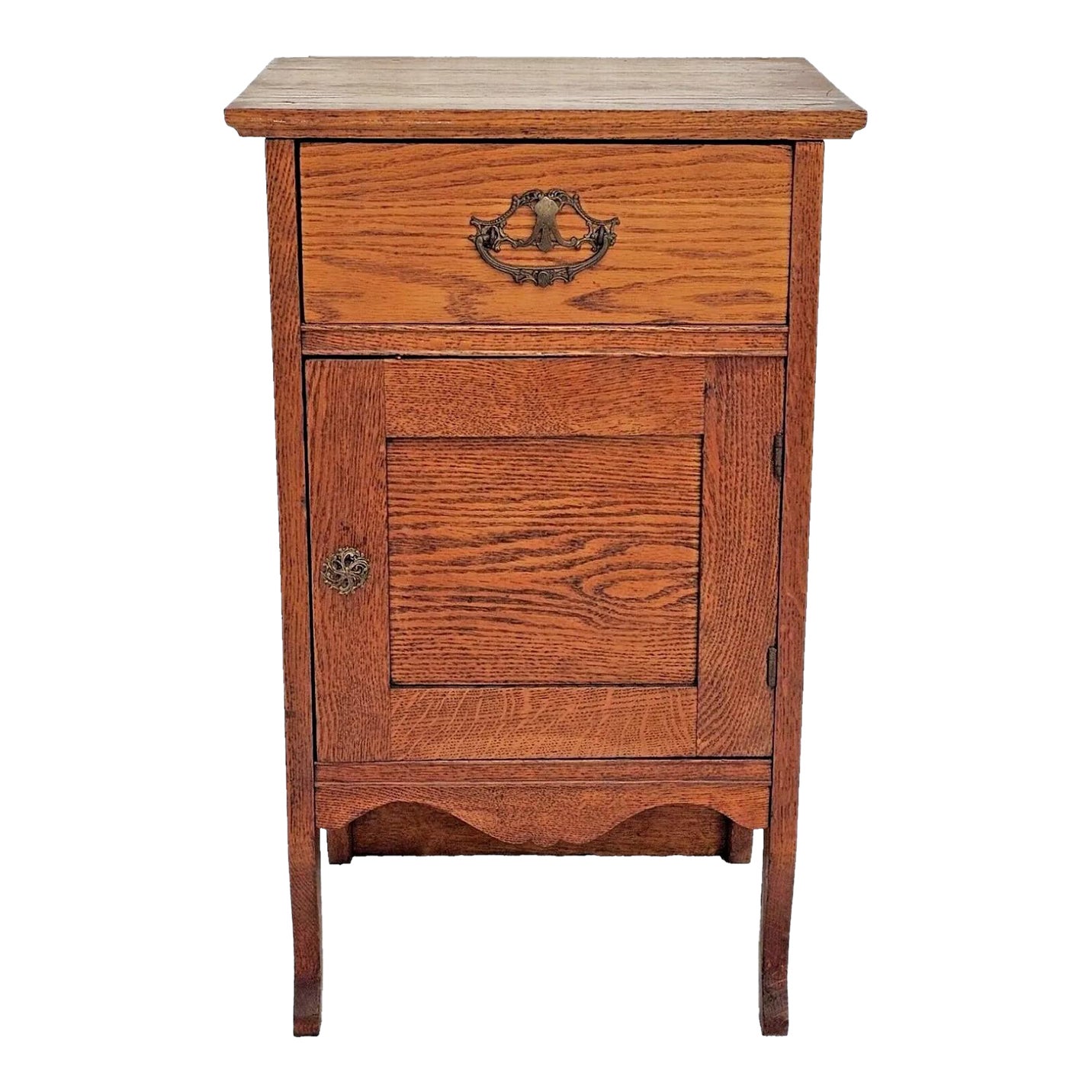Antique 1900s Victorian American Solid Oak Night Stand / End Table ...